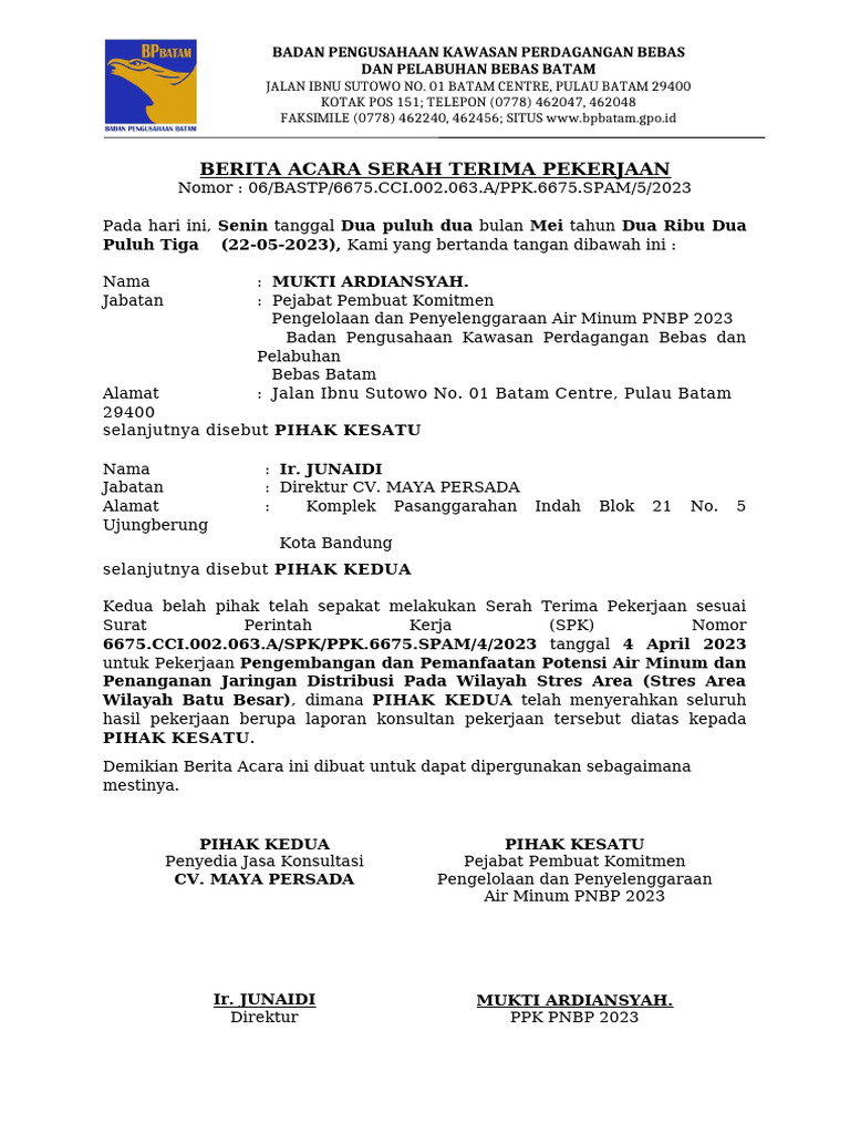 SURAT BAST Batam 2023 2 | PDF