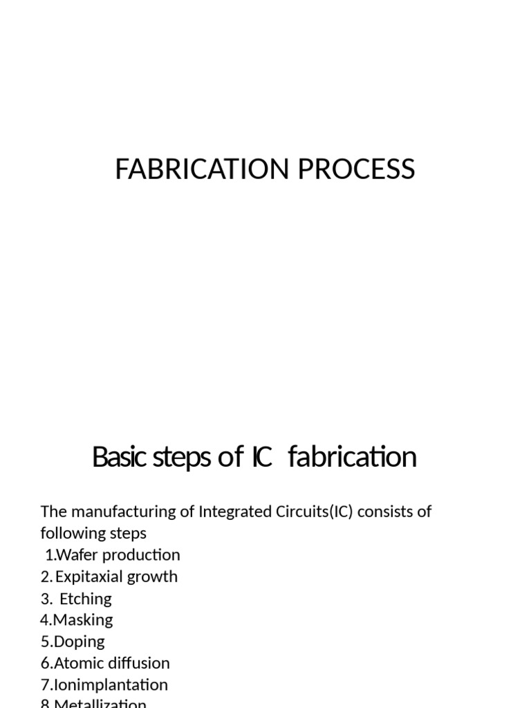 IC Fabrication Process Overview | PDF | Cmos | Semiconductor Device ...
