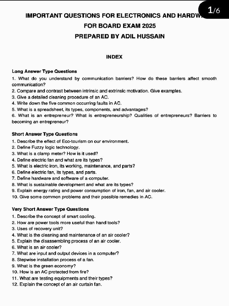 Most important questions for board exam Electronic and Hardware ...