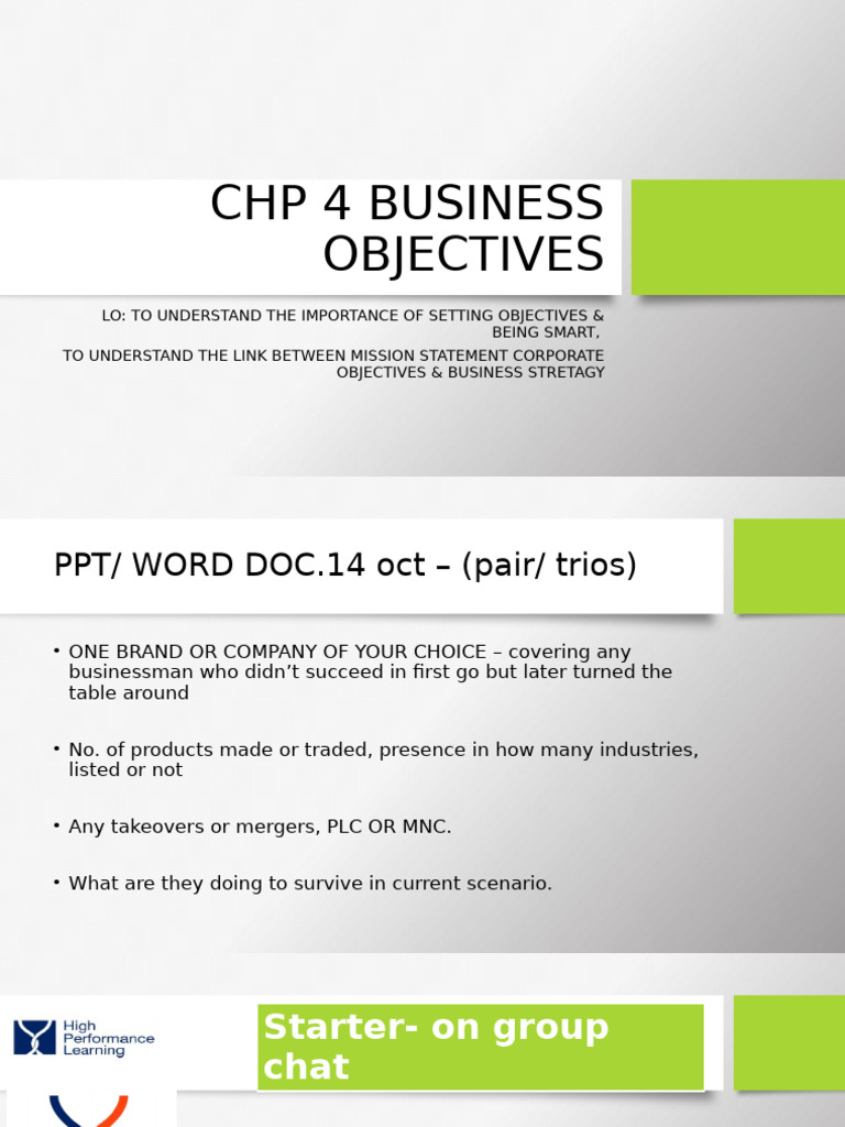 ch.4 BUSINESS OBJECTIVES | PDF | Corporate Social Responsibility ...