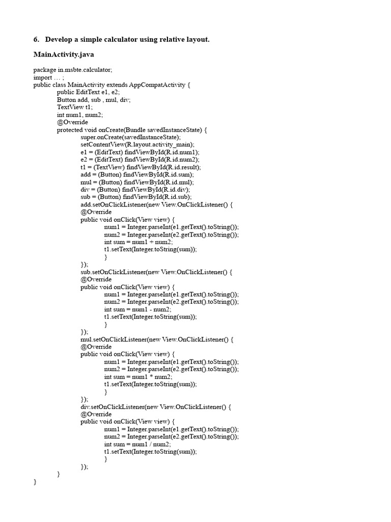 Codes PT-2 MAD Question Bank | PDF | Android (Operating System) | Computer Programming