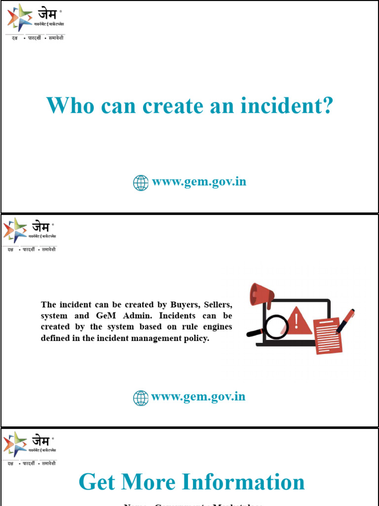 Who Can Create an Incident in GeM | PDF