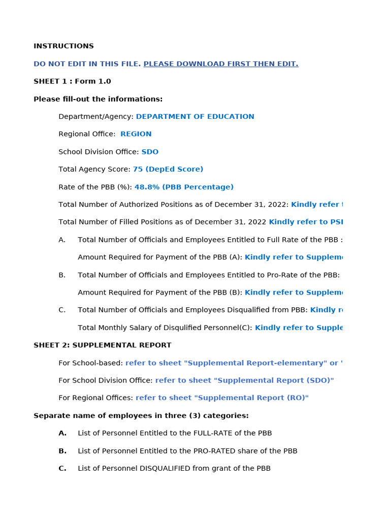 Final Na Final New 2023 Pbb Form 1.0 Mes Final | PDF
