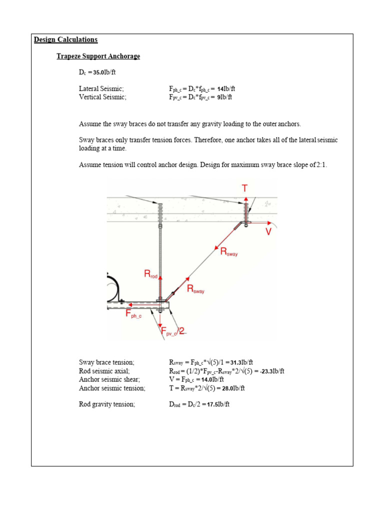Trapeze Support Anchorage Design Calculations | PDF
