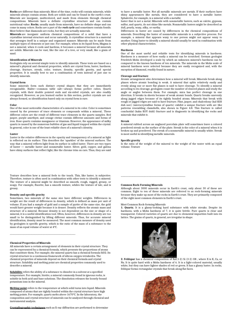 Notes 2 Rocks Are Different Than Minerals | PDF | Rock (Geology ...
