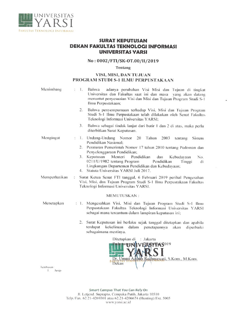 SK Visi Misi Prodi IP 2018 | PDF