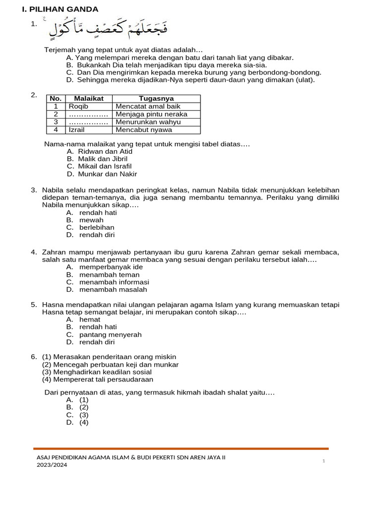 Naskah Soal Pai Asaj 2024 | PDF