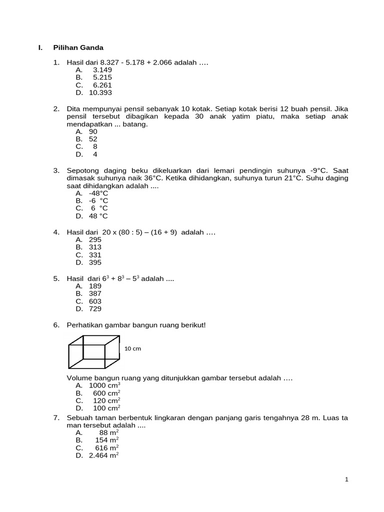 NASKAH SOAL MATEMATIKA | PDF