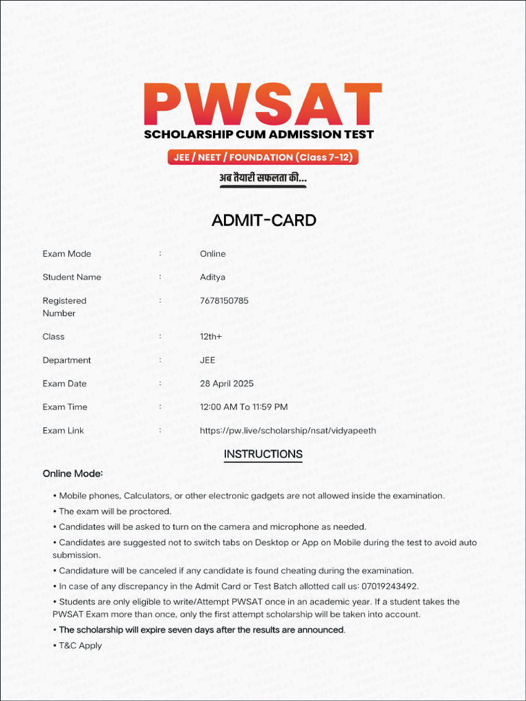 Admit Card | PDF