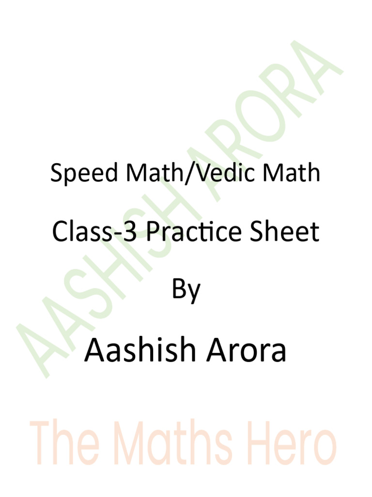 Speed Maths Class 3 Practice Sheet (300 Questions) | PDF