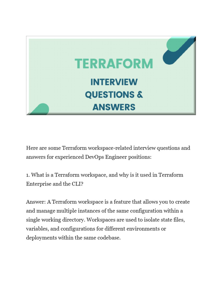 Terraform Interview Question With Answers | PDF | Systems Engineering | Computing