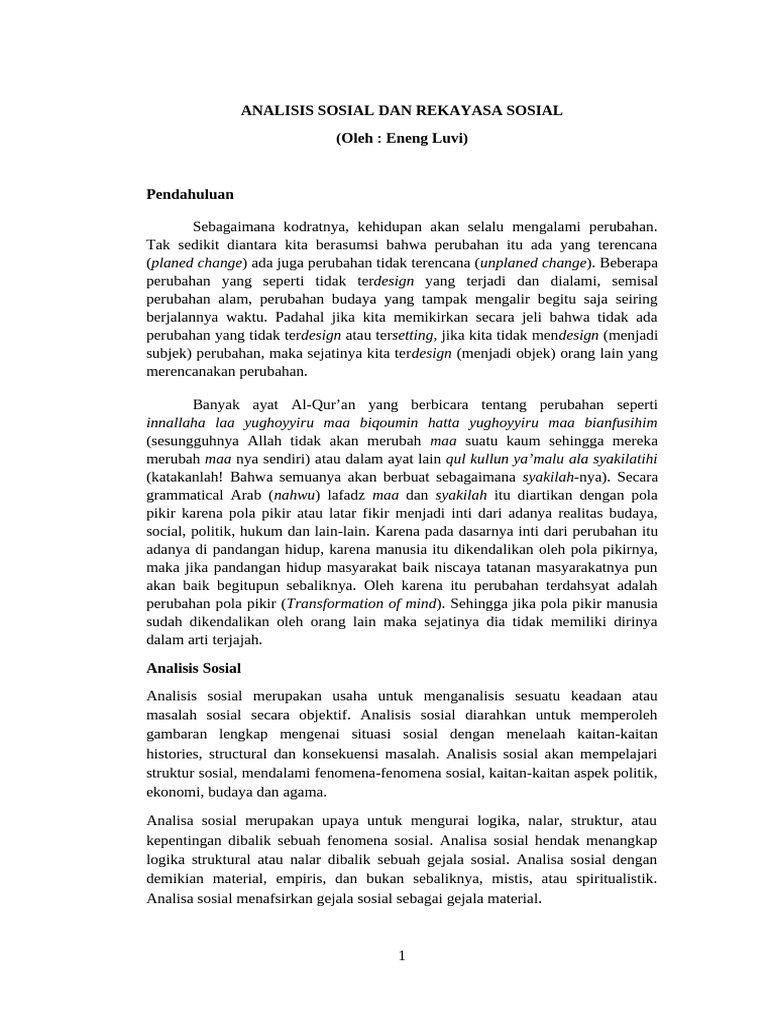 Analisis Sosial Dan Rekayasa Sosial | PDF