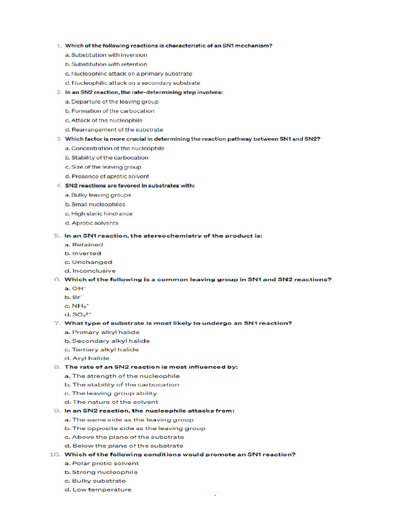 Substitution Reaction - Exercises | PDF