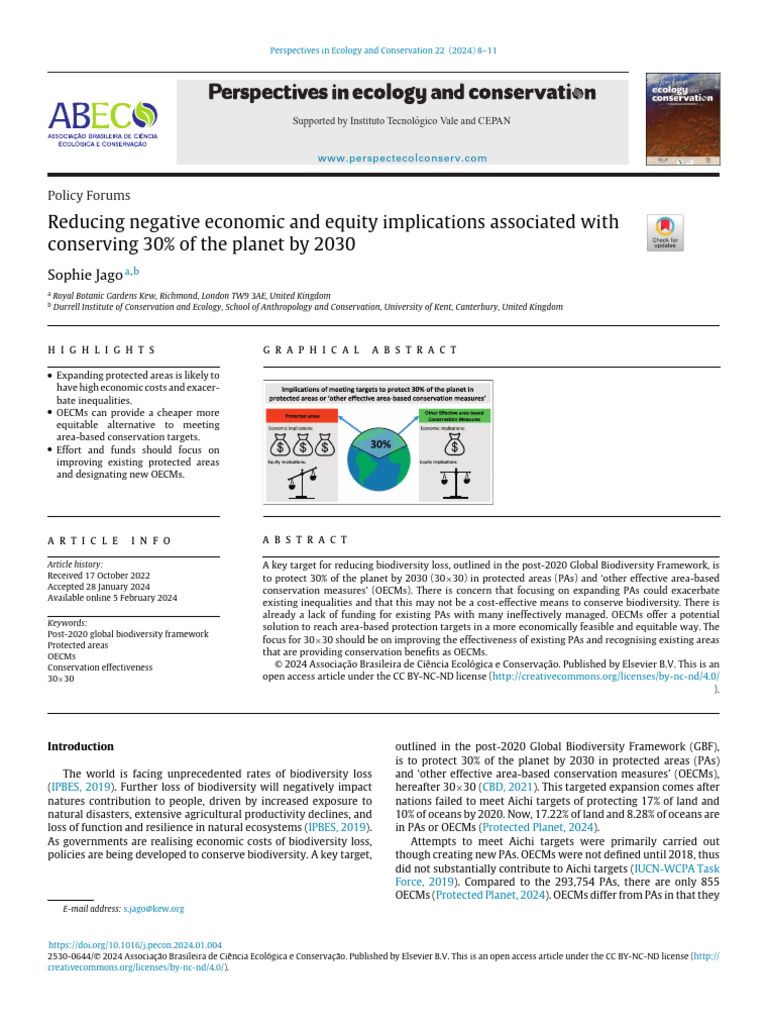 Economic Impacts of 30% Conservation Goal | PDF | Conservation Biology ...