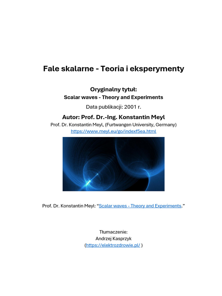 PL Scalar Waves Theory and Experiments | PDF