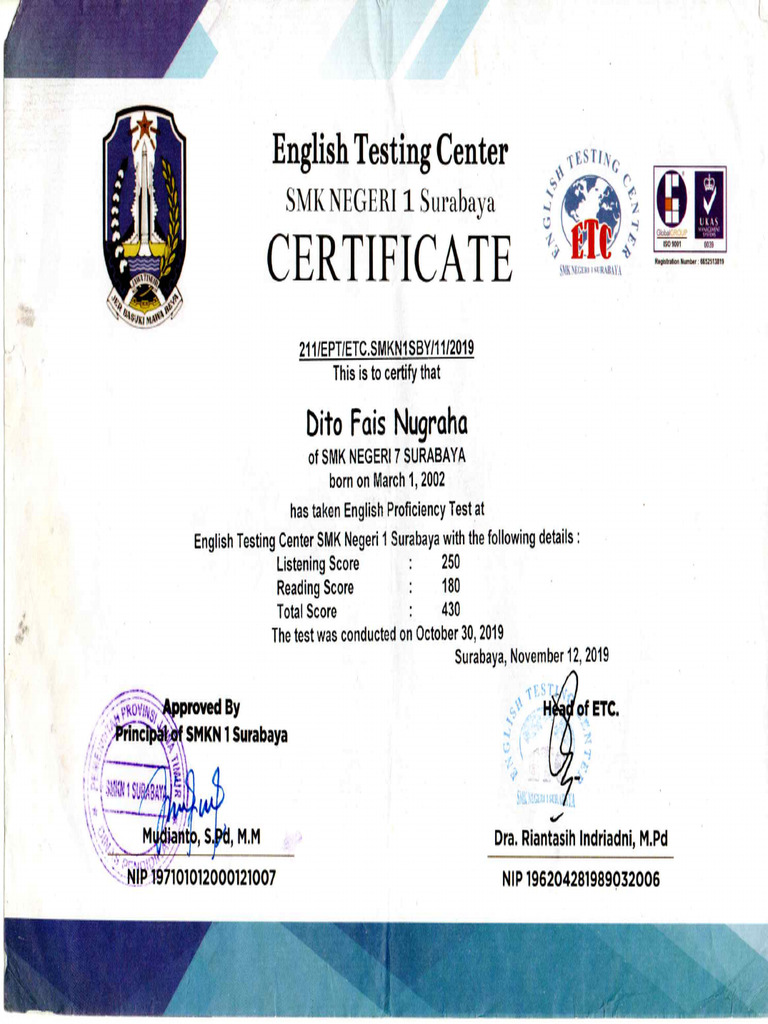 Sert Bhs Inggris | PDF