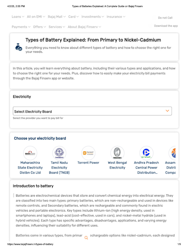 Bajaj Finserv Batteries | PDF