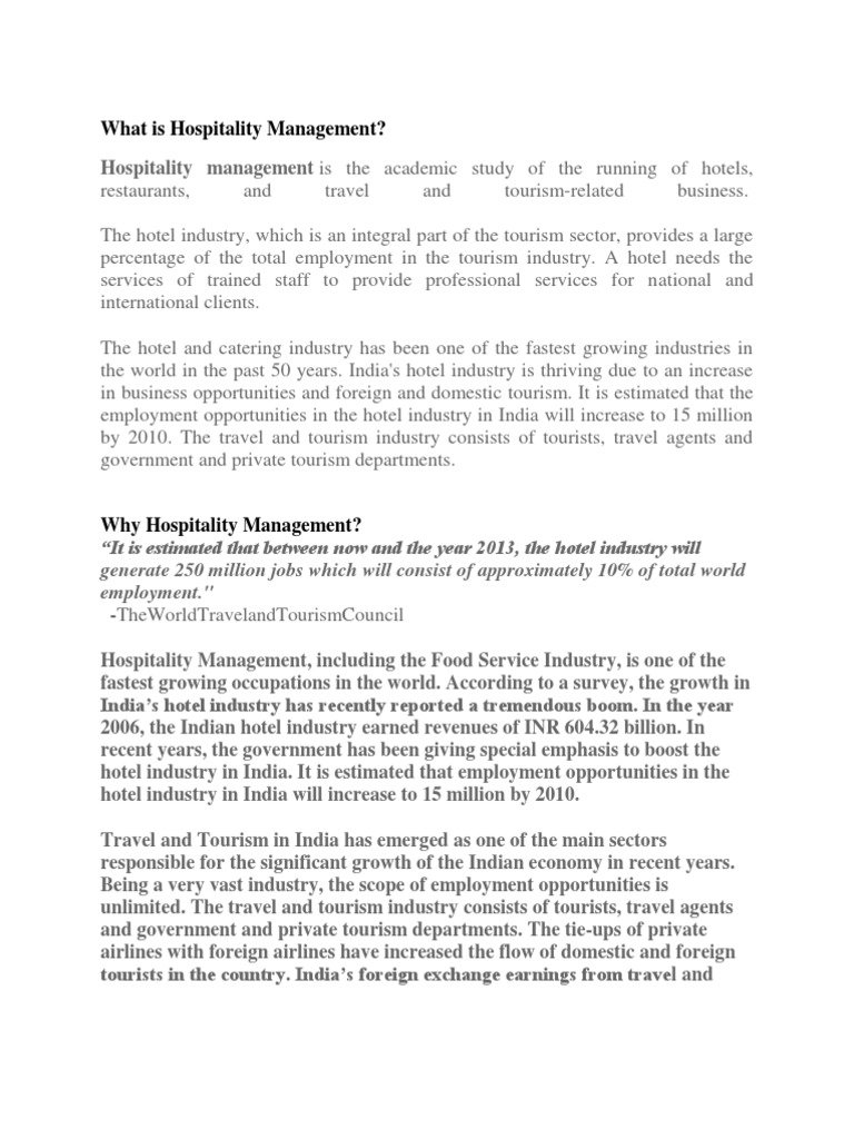 What Is Hospitality Management? | PDF | Hospitality Industry | Tourism
