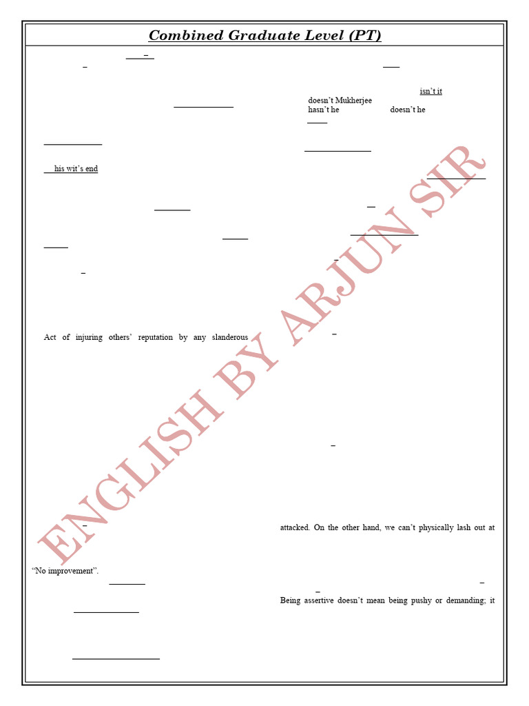 Combined Graduate Level (PT) : Set - 1 Directions (1-5) | PDF | Desert ...