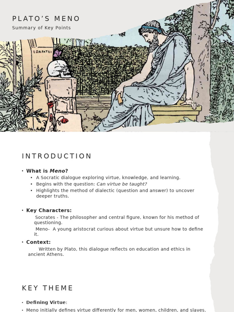 Week 1 - Plato's Meno | PDF | Virtue | Socrates