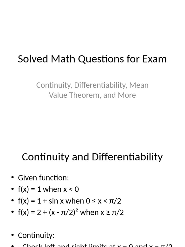 Solved Math Exam Questions | PDF