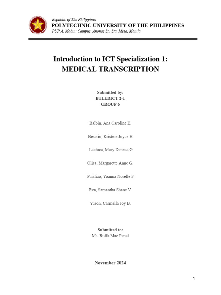 Medical Transcription Gr6 Written Report | PDF | File Transfer Protocol | Electronic Health Record
