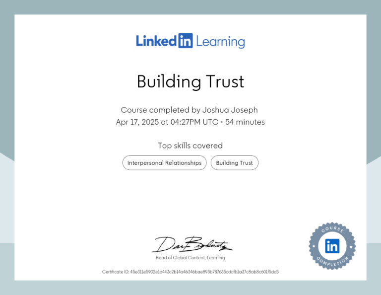CertificateOfCompletion - Building Trust | PDF