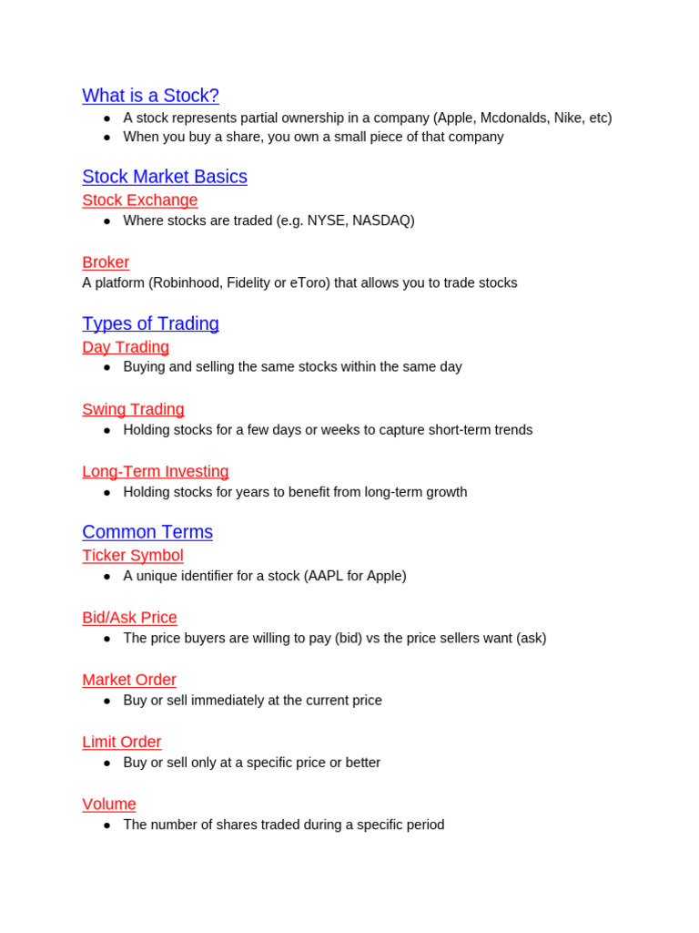 Stock Trading Basics | PDF