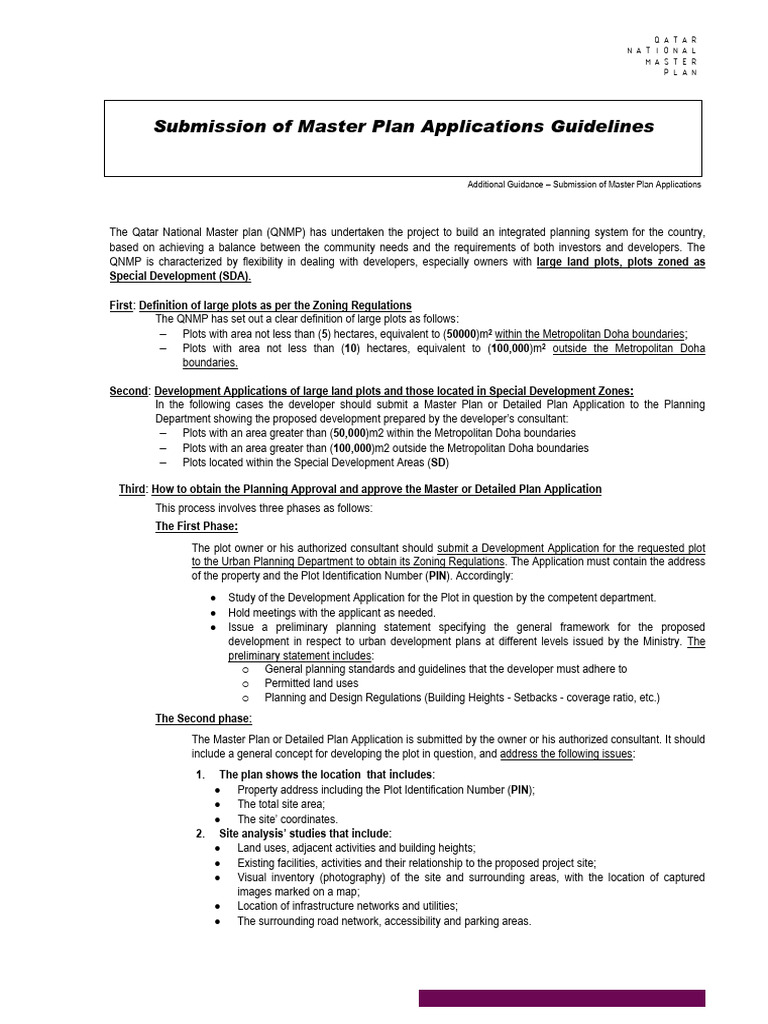 031 - Guidelines For Submission of Master Plan Application Plus Centres ...