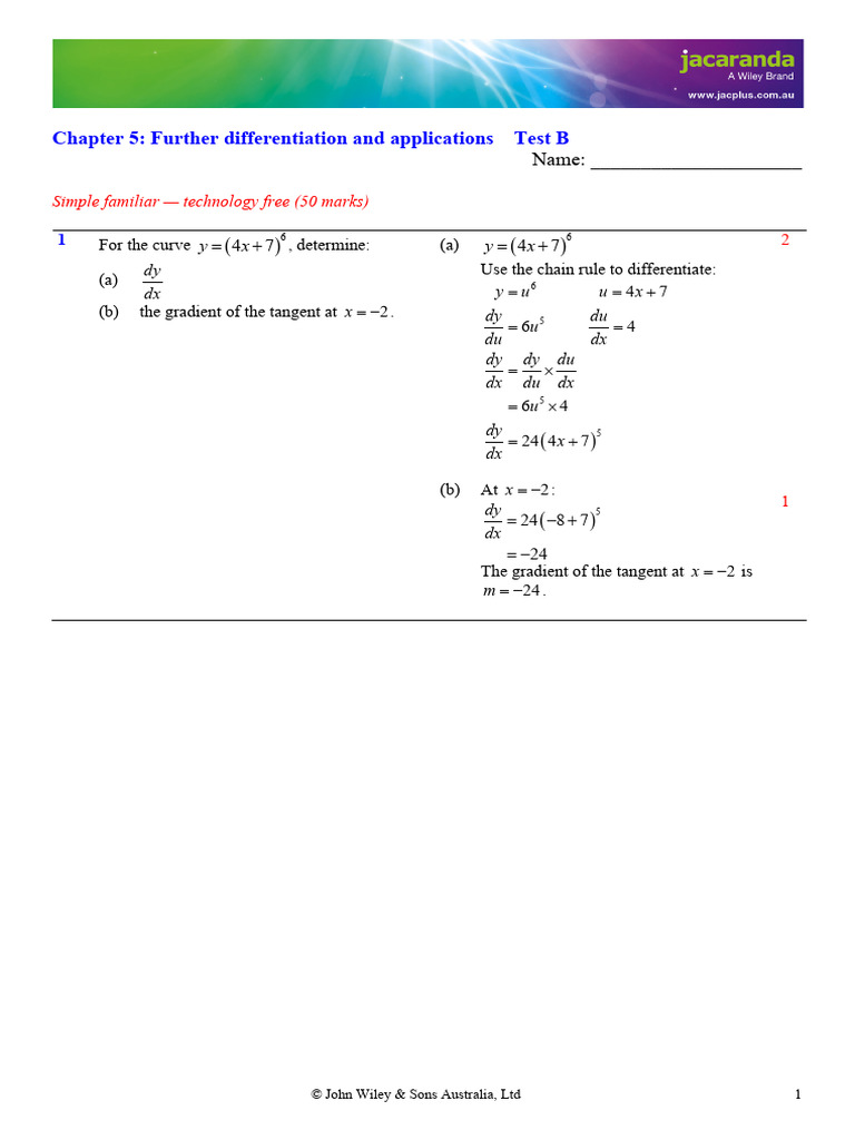 Further Differentiation Applications Test | PDF | Area | Tangent