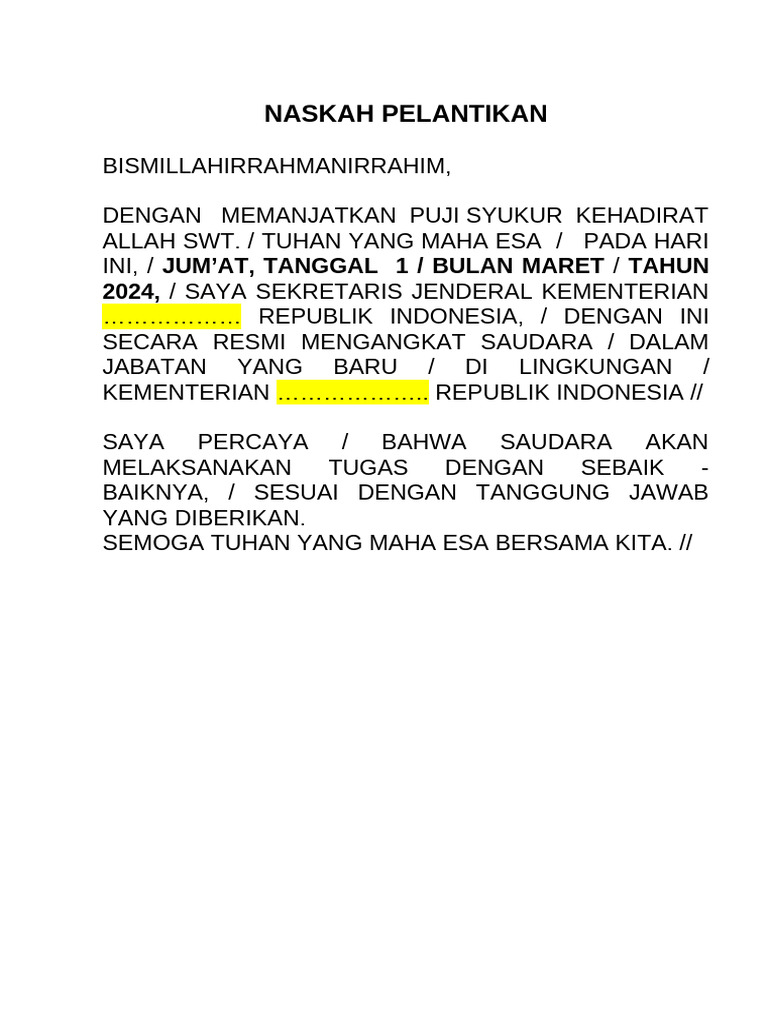 Naskah Pelantikan Dan Kata-Kata Sumpah Upload | PDF