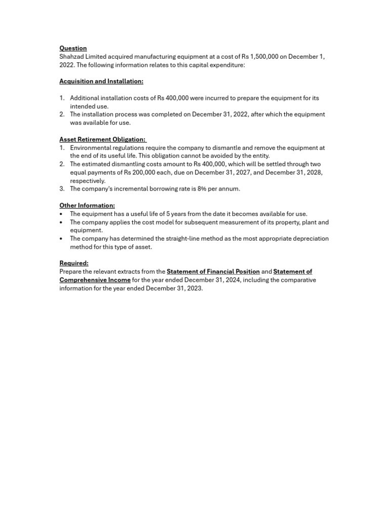 First Homework FAR 2 - IfRIC 1 | PDF | Expense | Depreciation