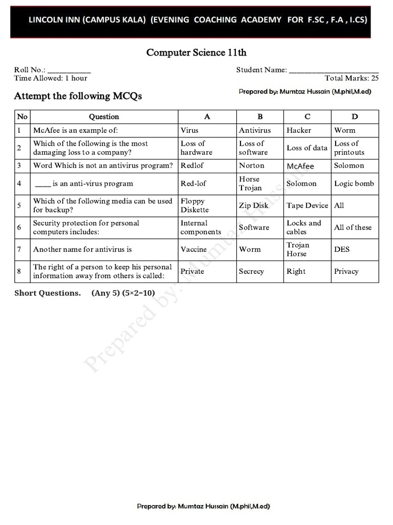 Computer Science 11th 13 01 2025 231953821 Pdf Antivirus Software