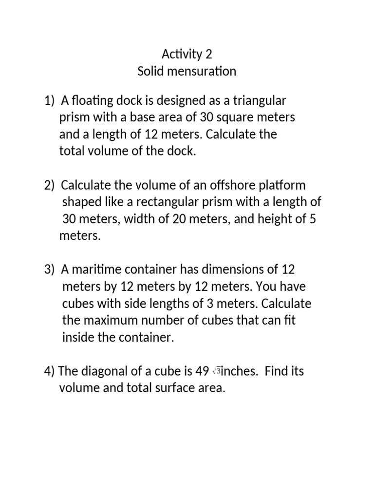 Activity 2 Solid Mensuration | PDF