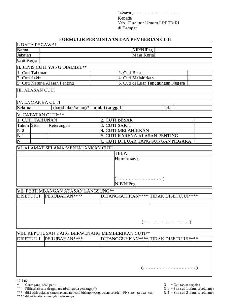 Form Cuti Baru | PDF