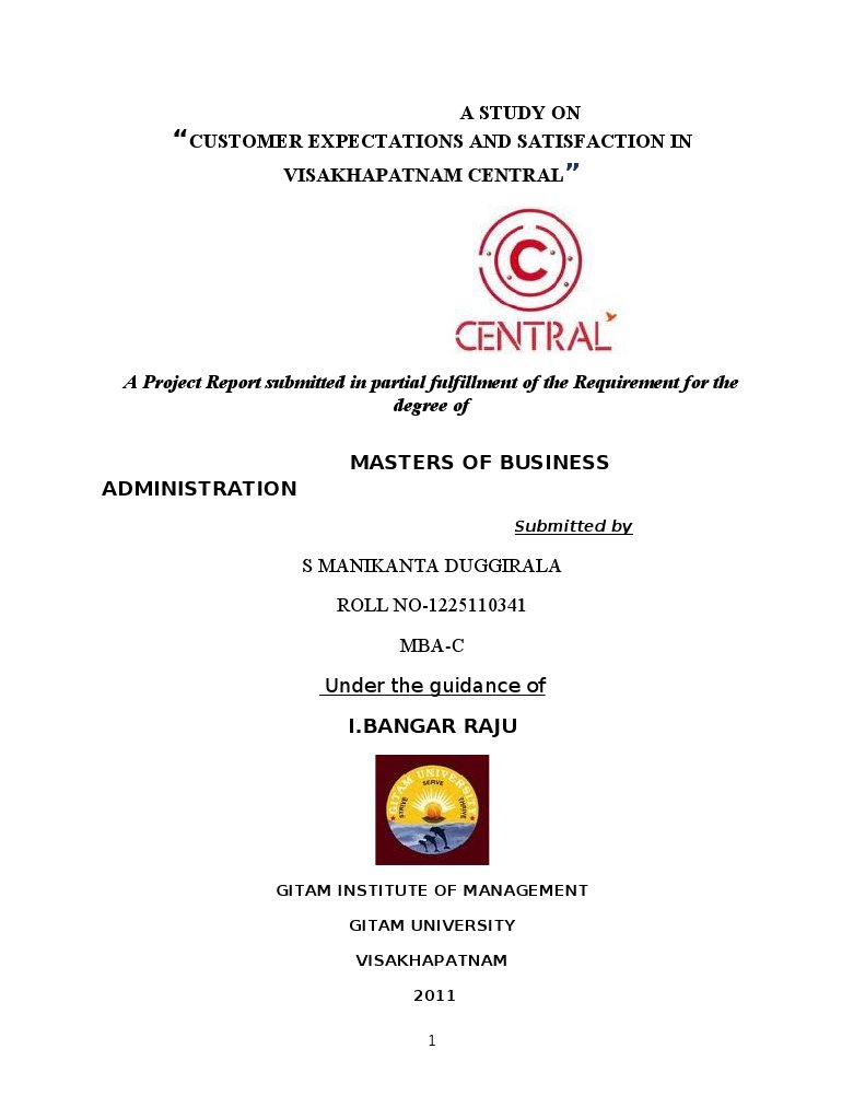 MBA Minor Project | PDF | Customer Satisfaction | Retail