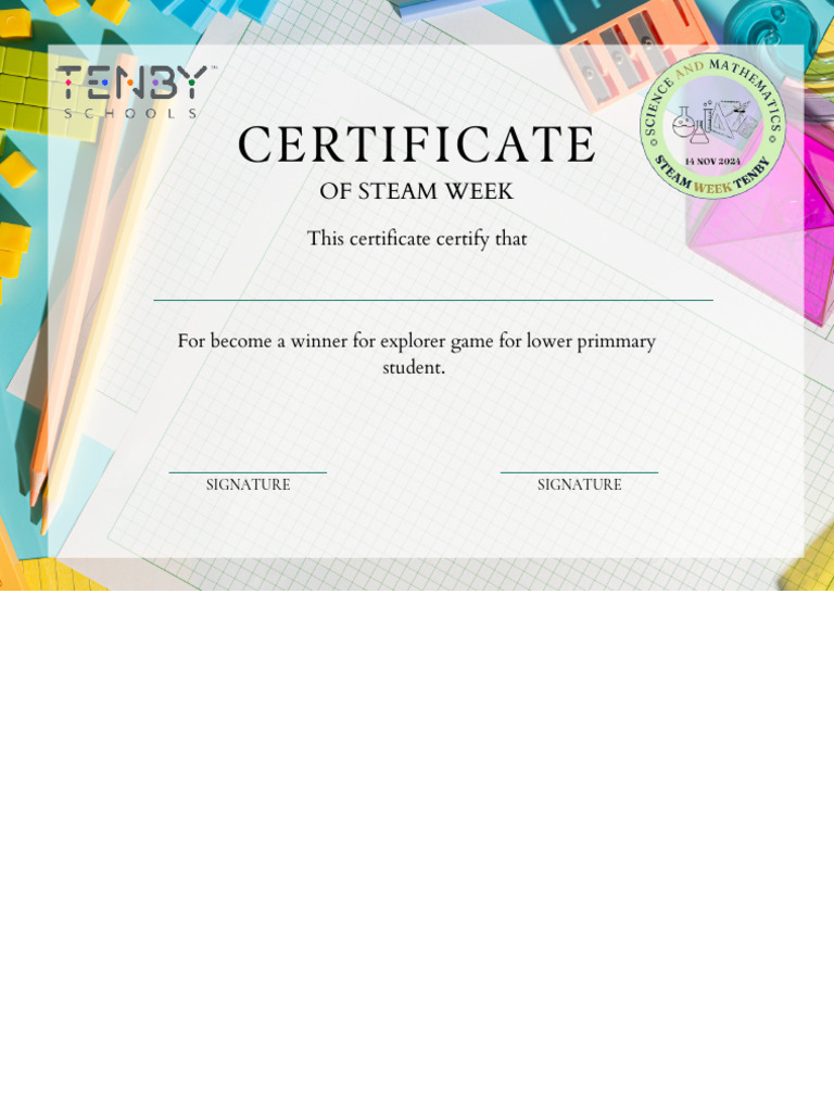 Steam Week Trivia Winner Certificate | PDF
