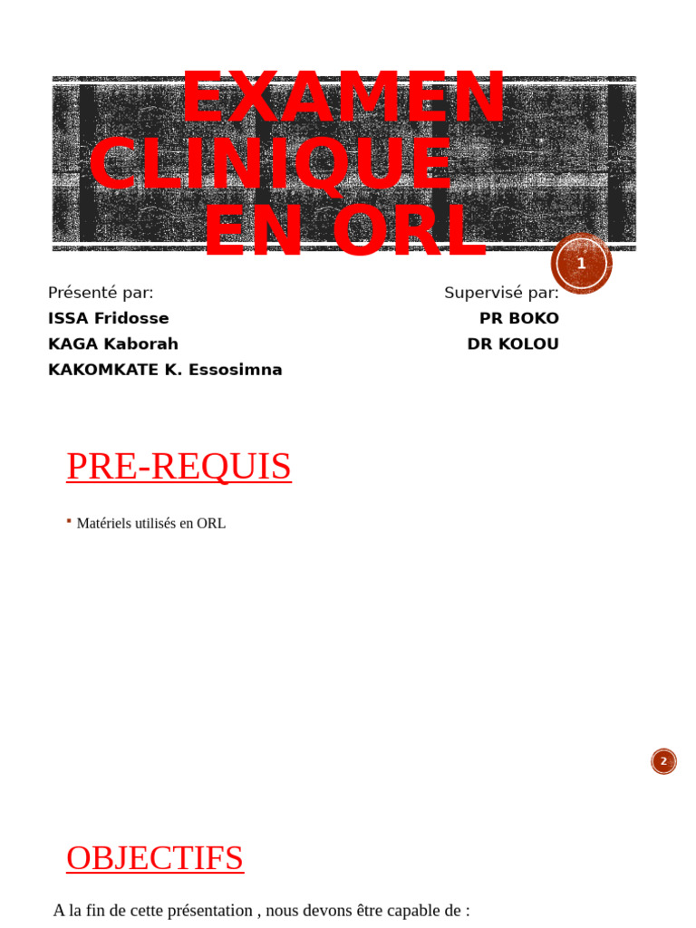 Examen ORL 1 | PDF | Oreille | Cou