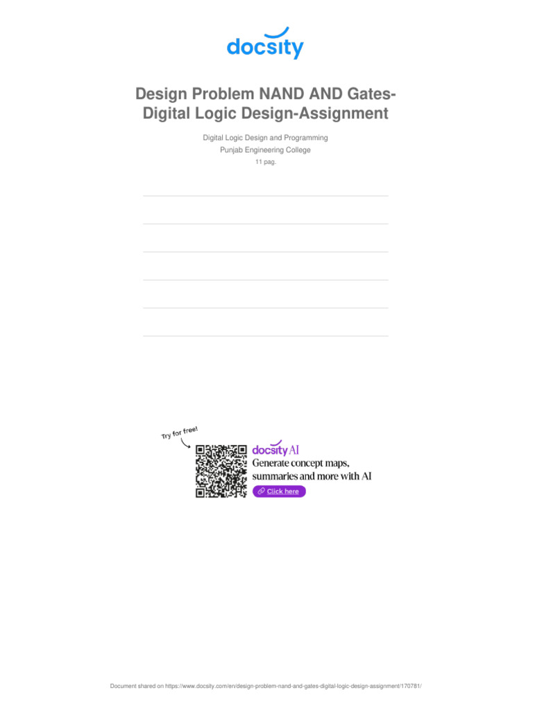 Docsity Design Problem Nand and Gates Digital Logic Design Assignment ...