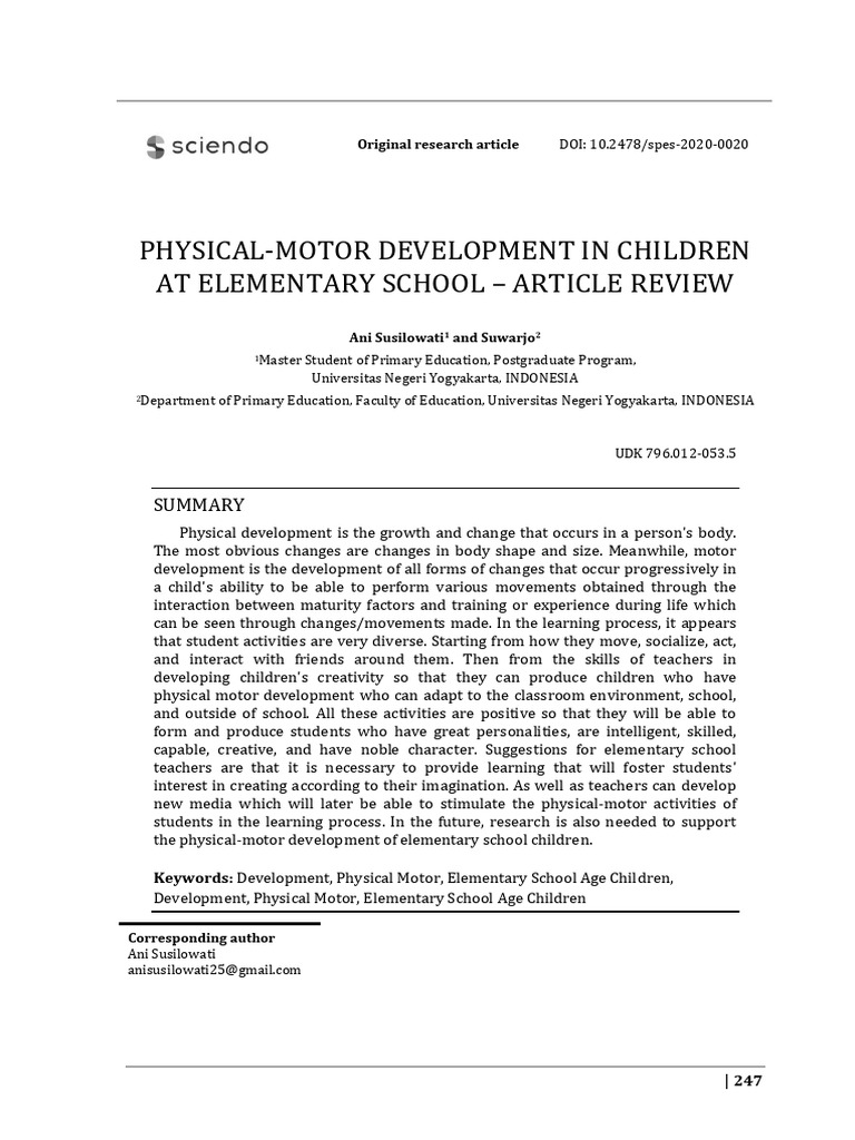Physical-Motor Development in Children | PDF | Learning | Child Development