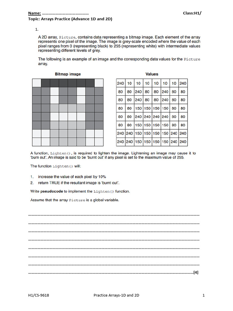 2D Array Practice Questions Wsheet Extensive | PDF | Computer ...