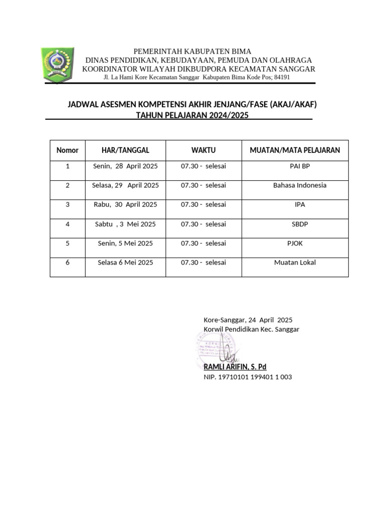 Jadwal Akaj 2024 - 2025 | PDF