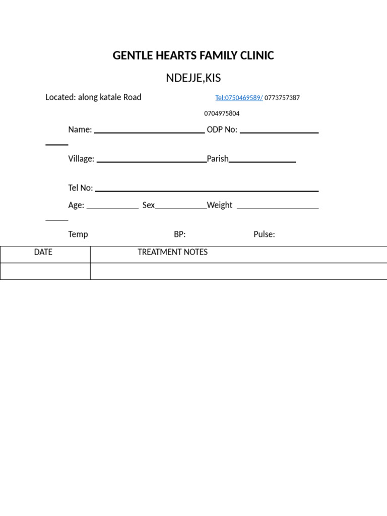 Gentle Hearts Family Clinic Patient Form | PDF