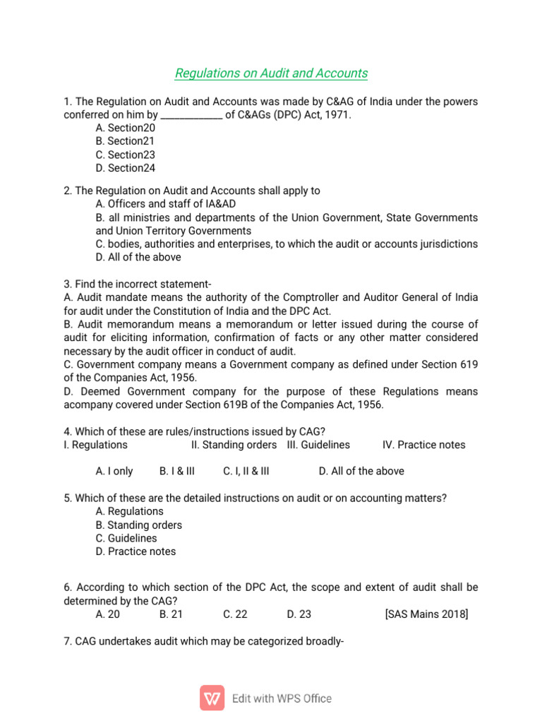 Regulation on Audit | PDF