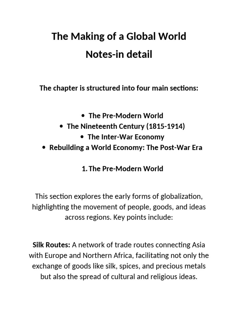 The Making of A Global World Class 10 Cbse Notes | PDF | Trade ...