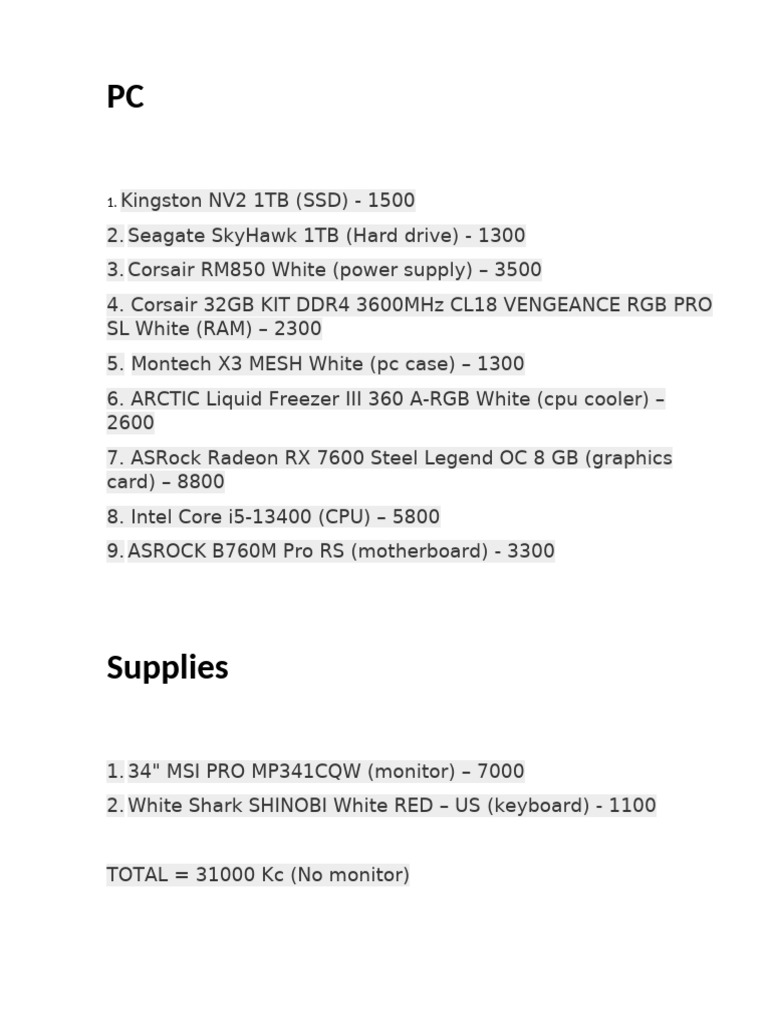 PC Cost | PDF