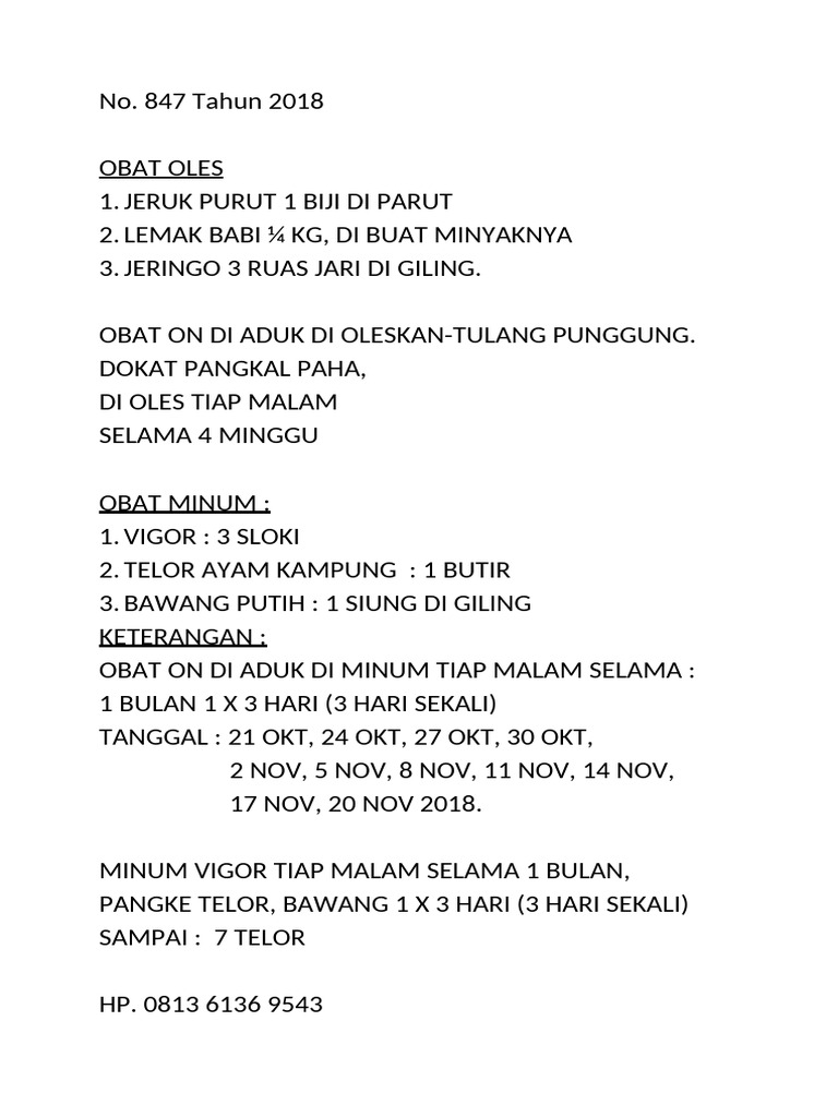Resep Obat Oles Tradisional | PDF