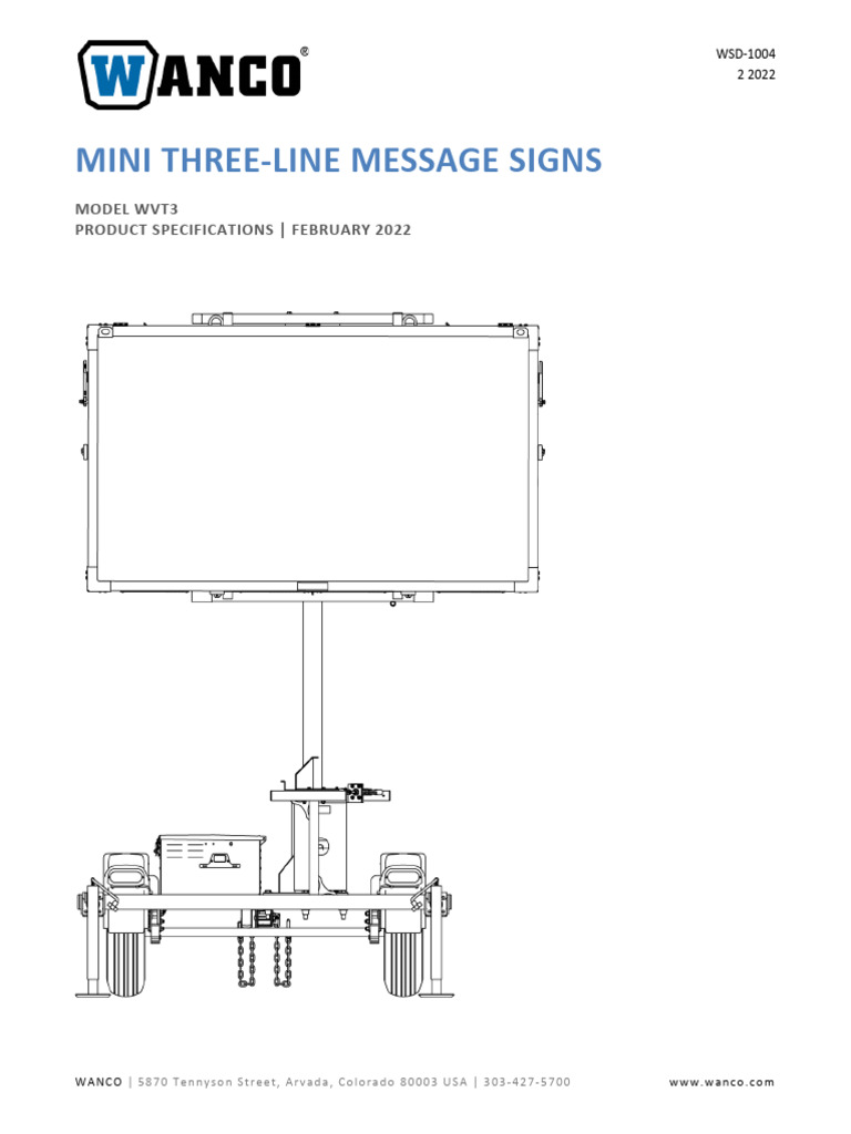 Specs MessageSignsMini3line WVT3 | PDF | Electrical Connector | Battery ...