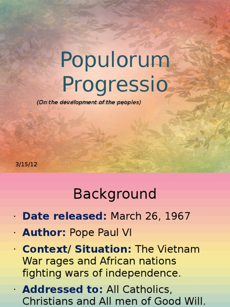 Populorum Progressio | PDF | Economic Inequality | Discrimination & Race Relations