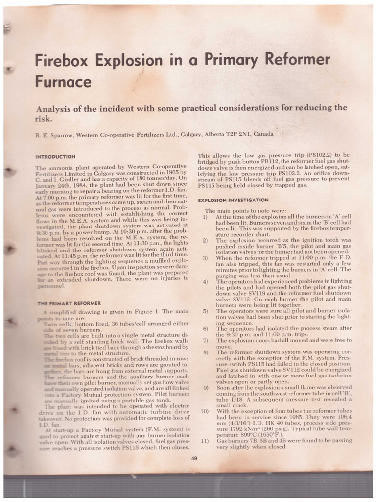10 Firebox Explosion in A Primary Reformer Furnace | PDF